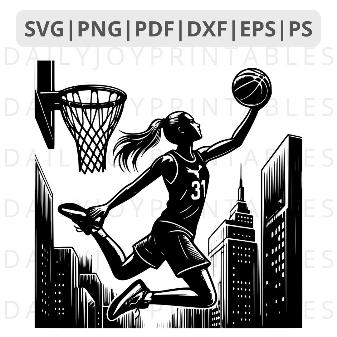 Girls Basketball SVG Basketball Player Silhouette PNG PDF Team Sports ...