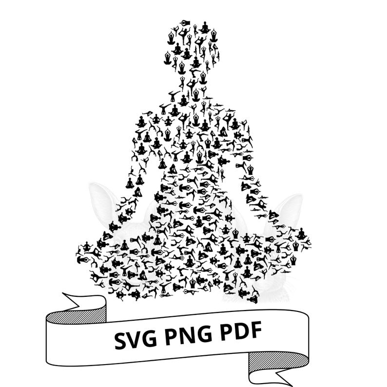 Yoga Pose Silhouette Digital Art Meditative Figure SVG PNG Pdf for DIY ...