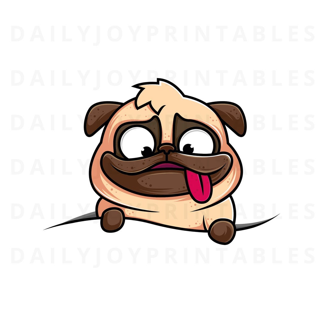 Funny Dog Graphics Crazy Dog Clipart Cartoon Dog Face SVG Pug SVG PNG ...