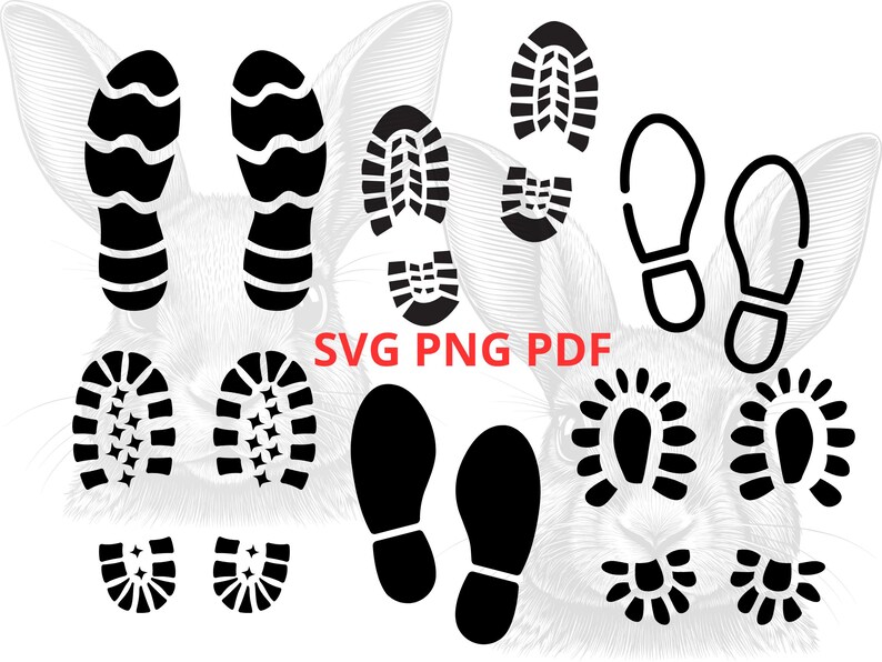 Shoe Print SVG Clipart Santa Footsteps, Boot and Hiking Tracks PNG ...