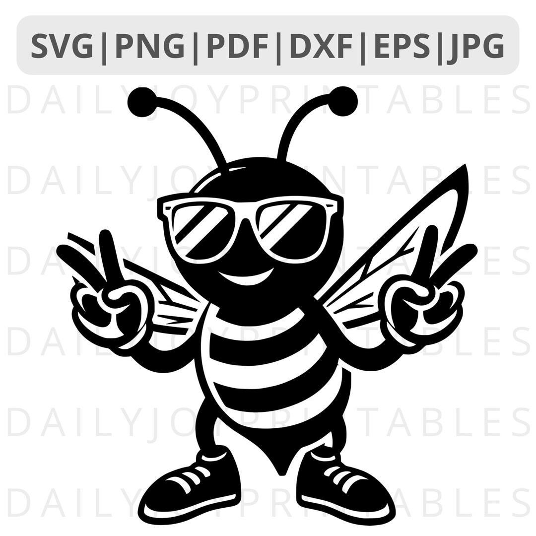 Bee SVG Cute Bee Sign SVG Fun Honey Bee Clipart Peace Sign Bee Bee Kind ...
