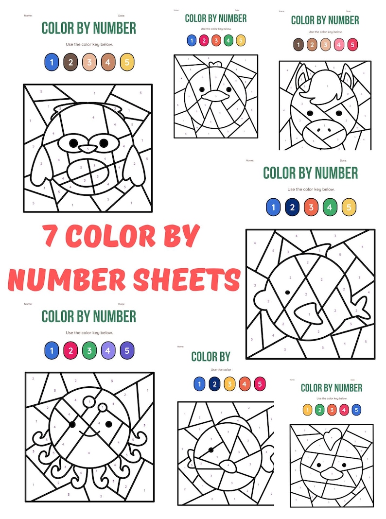 Seven Engaging Color by Number Activity Sheets for Kids Fun and ...