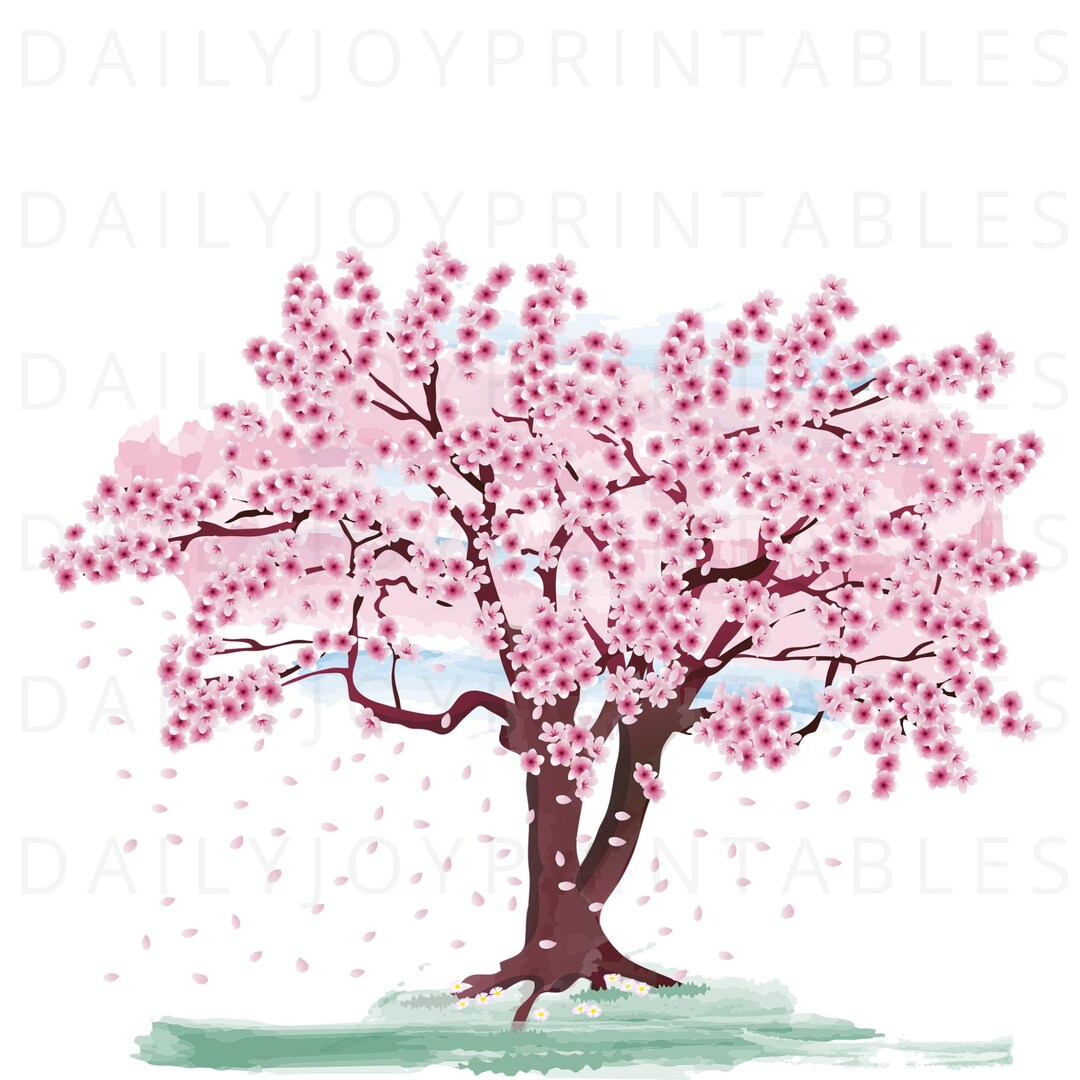 Cherry Blossom Tree SVG, Sakura Clipart PNG , Japanese Cherry Tree PNG ...