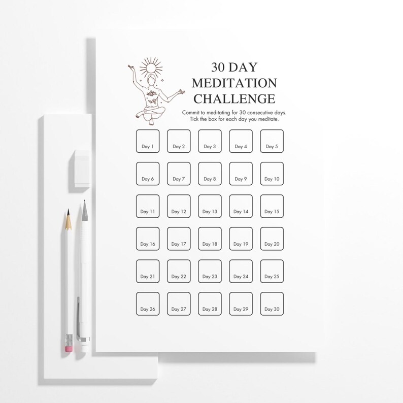 30-day Meditation Challenge Planner Digital Download in PDF & PNG ...
