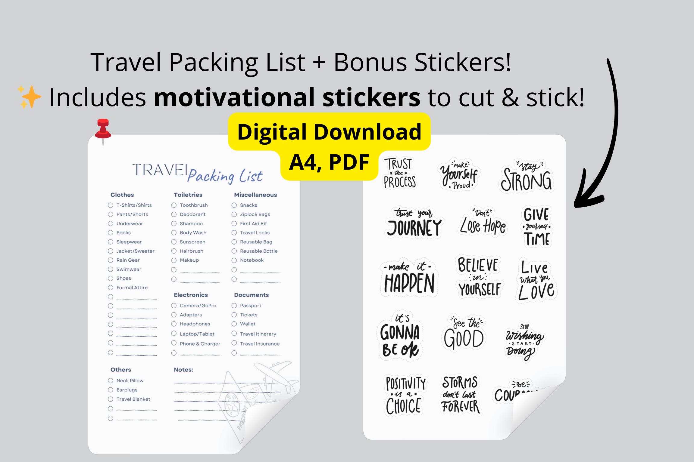 Printable Travel Packing List PDF Organized Packing Checklist for ...
