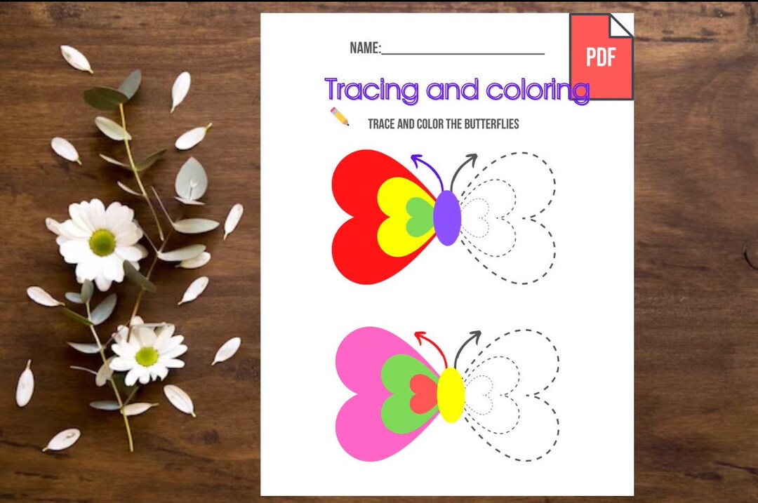 Tracing and Coloring Butterflies Activity for Kids Educational ...
