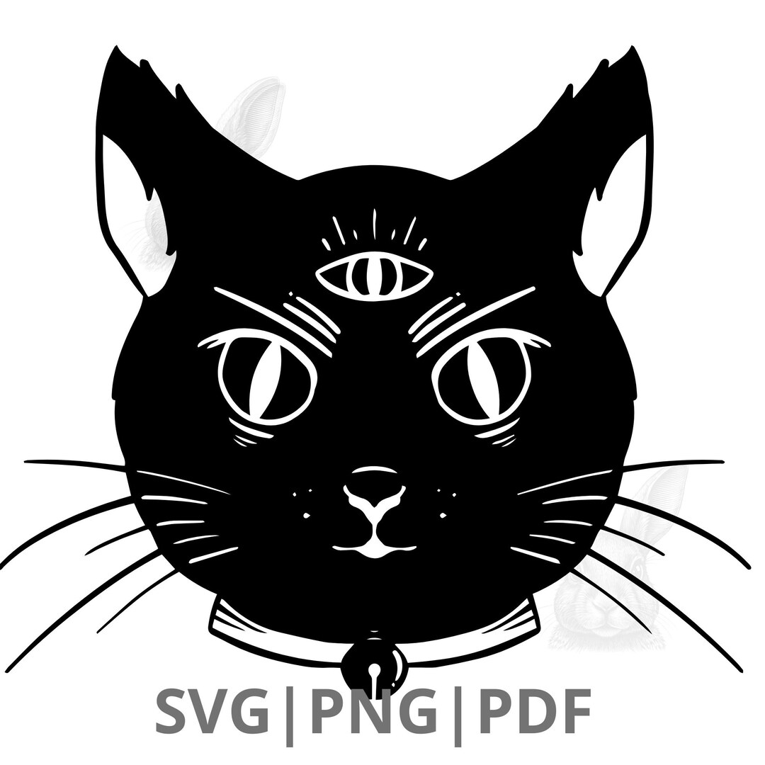 Third-eye Cat SVG Mystical Gothic Design for Tattoos, DIY Crafts ...