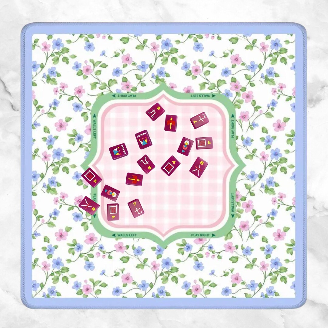 Floral Mahjong Mat With Carry Bag | Large Portable Mahjong Table Cover ...