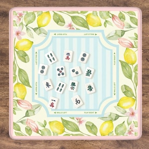 Lemon Mahjong Table Mat 31.5" Nonslip Noise-reducing Play Surface With Storage Bag, Soft ...
