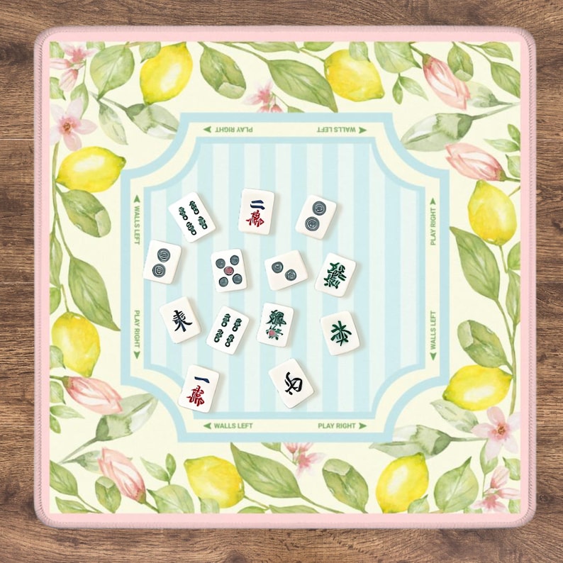 Lemon Mahjong Table Mat 31.5" Nonslip Noise-reducing Play Surface With ...