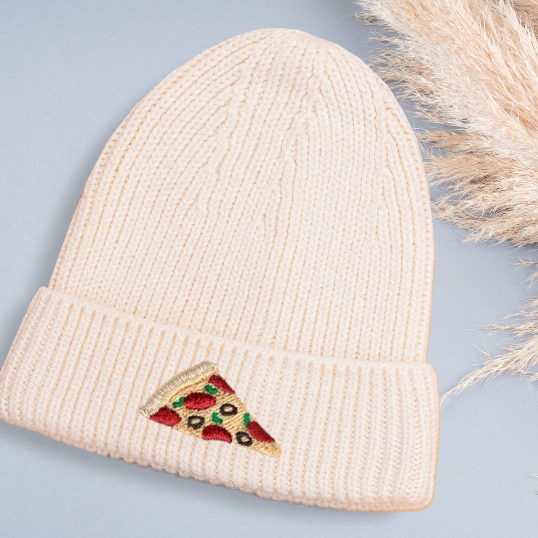 Embroidered Funny Pizza Beanie Food Lover Gift Pizza Slice Hat Quirky ...