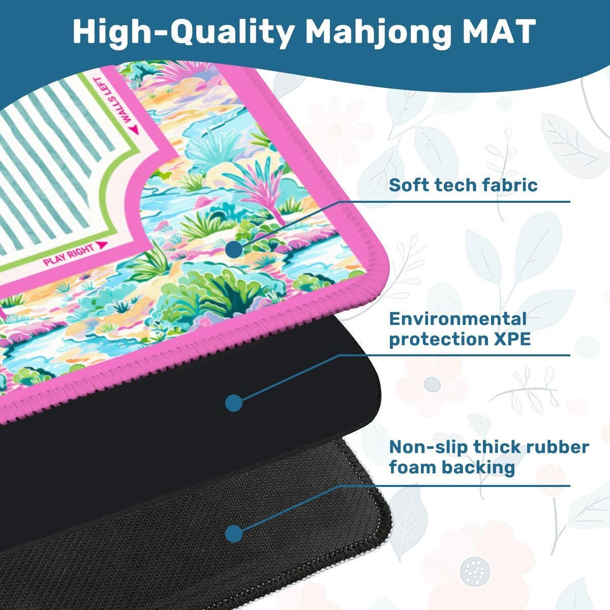 Chinoiserie Mahjong Mat With Carry Bag | Large Portable Mahjong Table ...