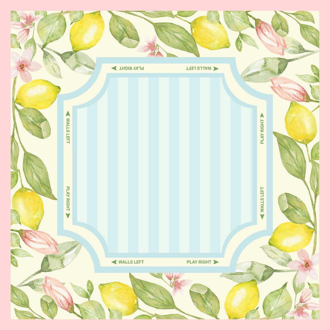 Lemon Mahjong Table Mat 31.5" Nonslip Noise-reducing Play Surface With Storage Bag, Soft ...