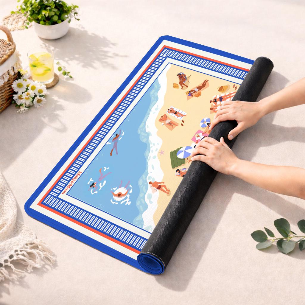 Bright Colorful Beach Mahjong Mat, Blue Maximalist Mah Jongg Game Mat ...