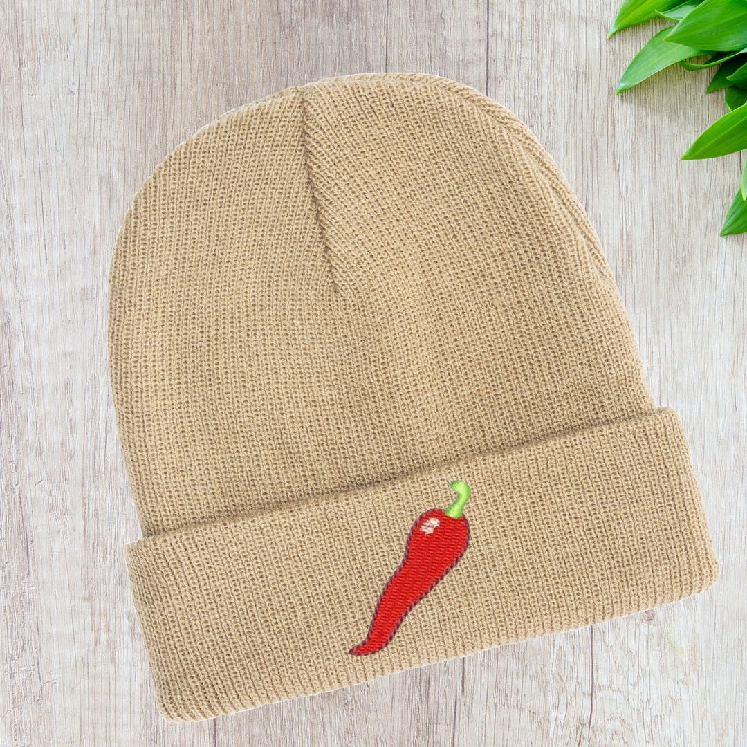 Embroidered Funny Chilli Beanie Food Lover Gift Chilli Pepper Hat ...