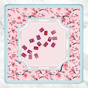 Cherry Blossom Mahjong Mat With Carry Bag | Large Portable Mahjong ...