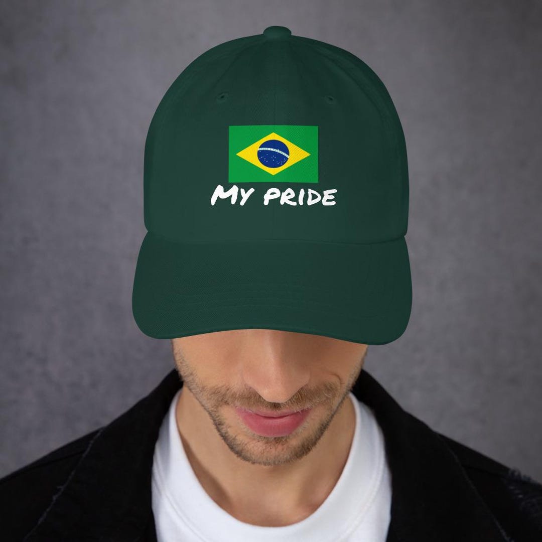 Custom Text Brazil Cap - Personalized Adjustable Brazil Flag Hat Cotton ...
