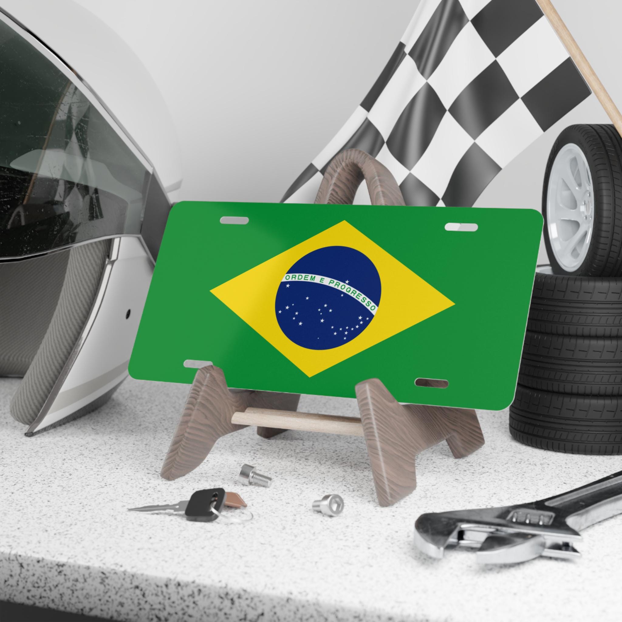 Brazilian Flag Vanity Plate Custom Car Decor Gift Personalized Brazil ...