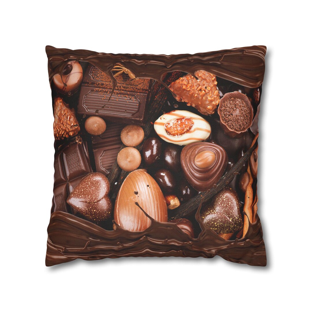 Chocolate Pillow Cover Square Decorative Cushion Case Spun Pillow Sham ...