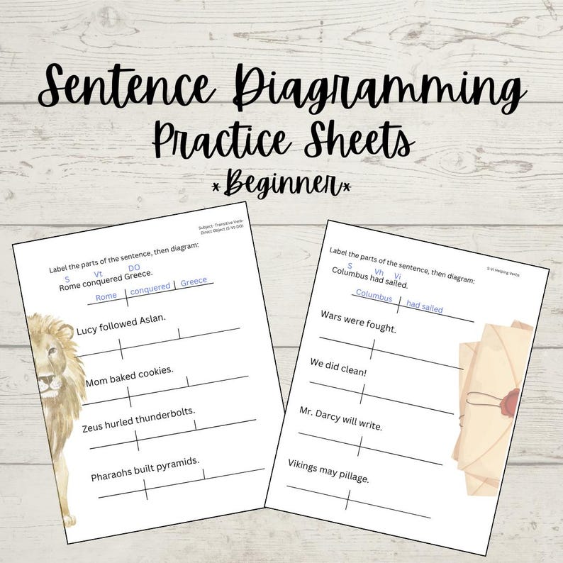 Sentence Diagramming Practice Sheets for Beginners - Etsy
