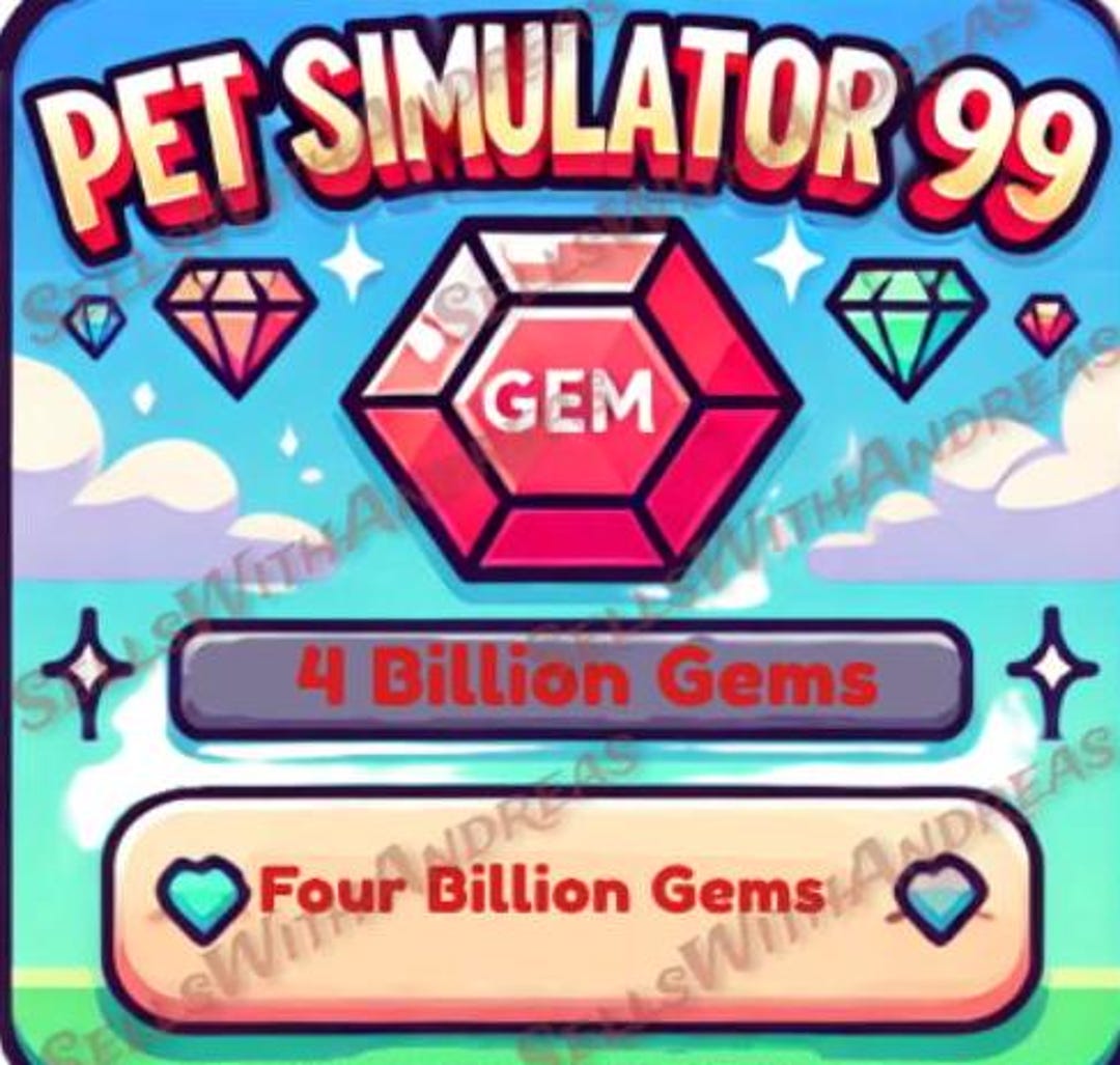 Pet Simulator 99 4 Billion Gems Pet Sim 99 - Etsy
