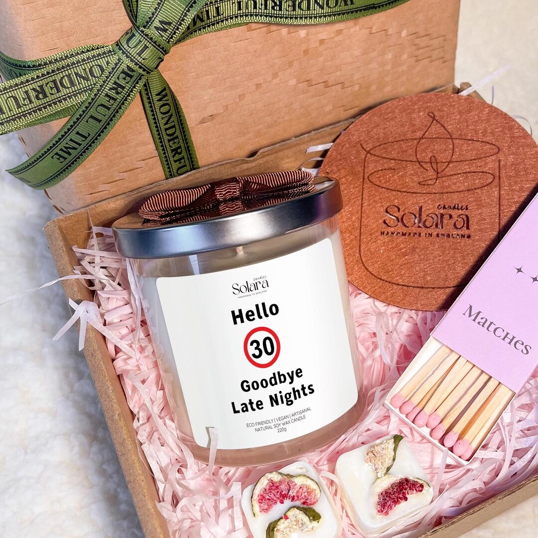 Hello 30th Birthday Candle Gift Set, Personalised Candle, Hello 30 ...