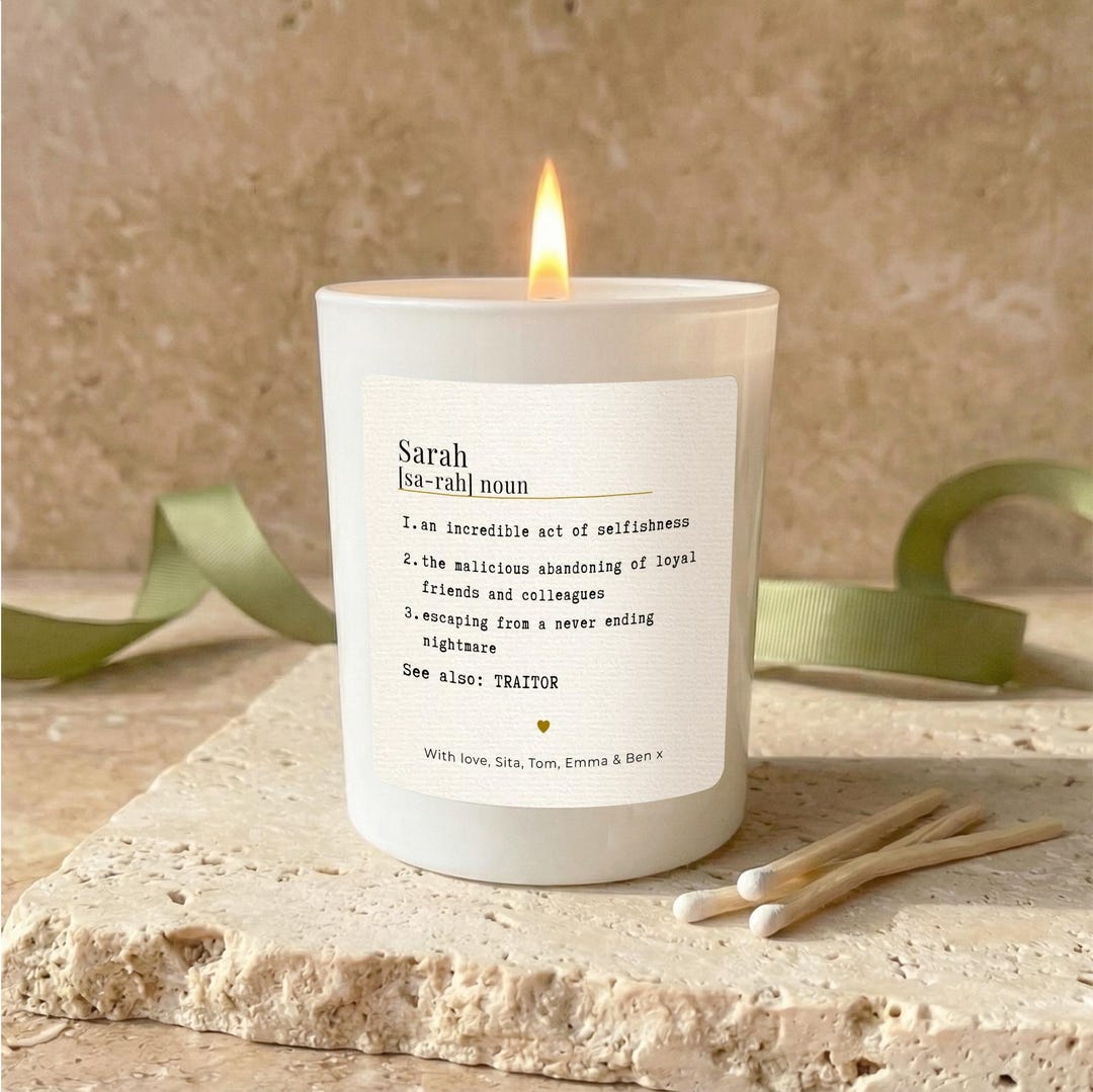 Personalised Dictionary Definition Candle, Funny Traitor Farewell Gift ...