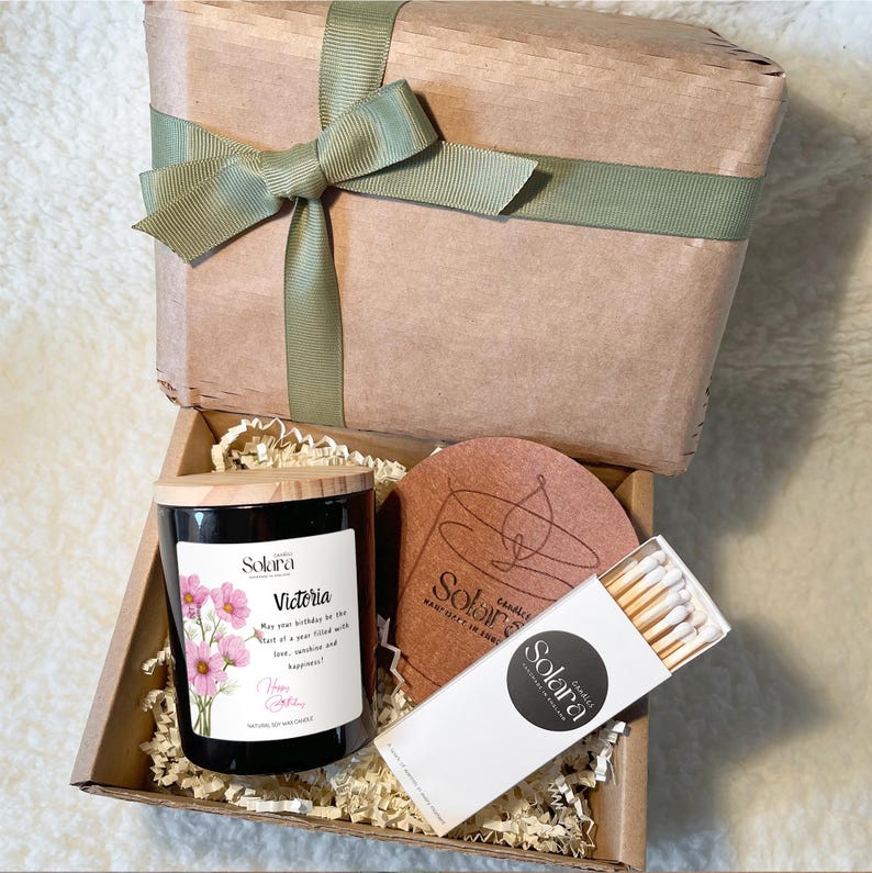 Personalised October Birth Flower Candle Gift Set, Oct Birth Month ...