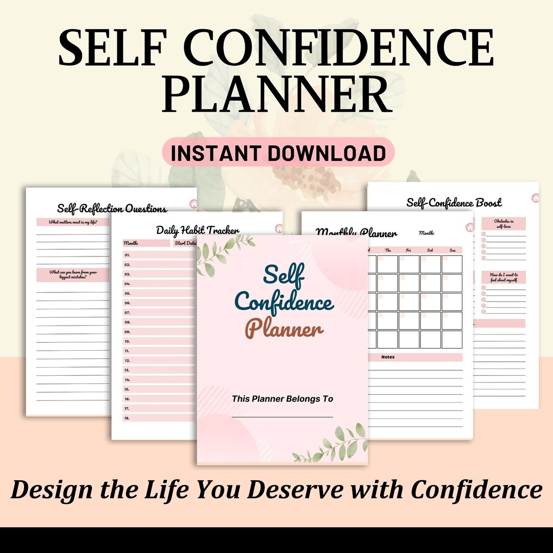 Printable Self Confidence Planner, Digital Self Esteem Journal, Self ...