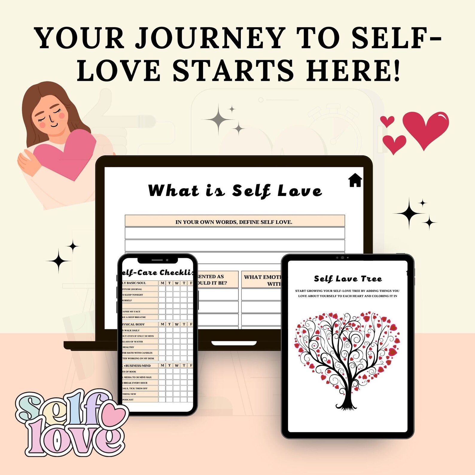 Digital Self-care Workbook Template, Self-help Planner, Printable ...