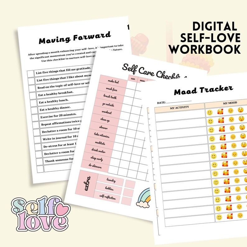 Digital Self-care Workbook Template, Self-help Planner, Printable ...