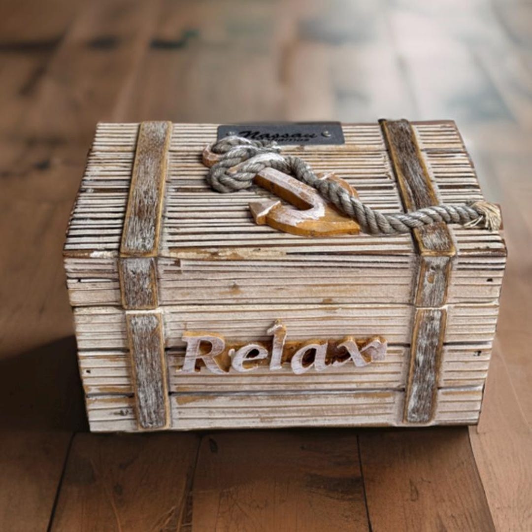 Vintage Wooden Box, Nautical Style Relax Decor Box, Bahamas Keepsake ...