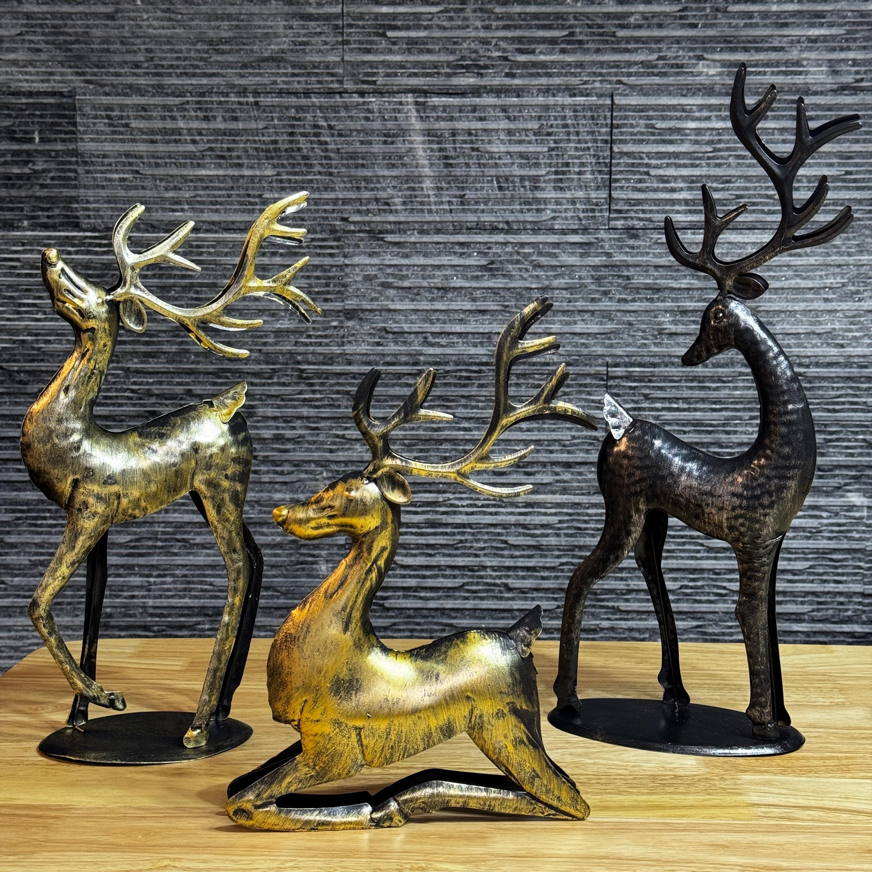 Metal Christmas Reindeer Decoration, Handmade Holiday Deer Figurine ...