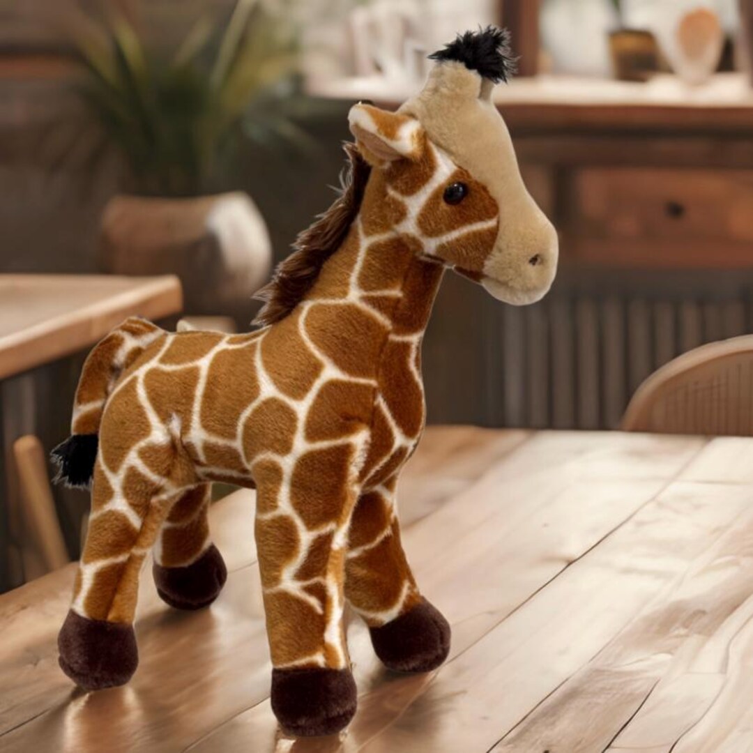 Vintage Plush Giraffe Stuffed Animal Toy, Soft Brown Spotted Cuddly ...