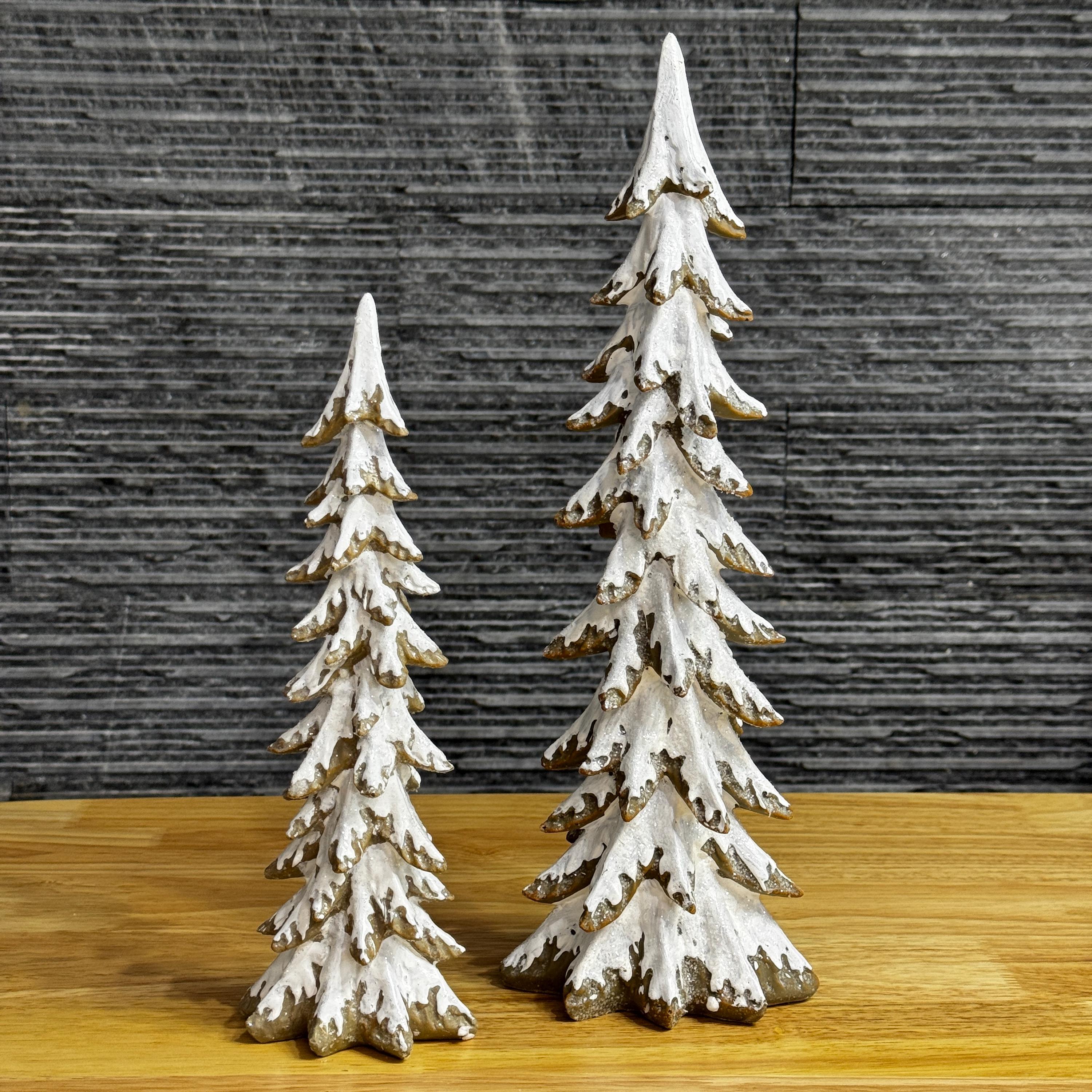 Christmas Tree Decor, White Glitter Tree Figurine, Vintage Style ...