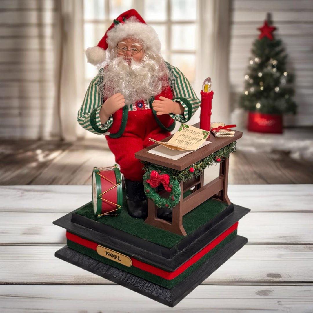 Vintage 1993 Musical Santa Claus Tabletop Decoration 12'' Playing ...