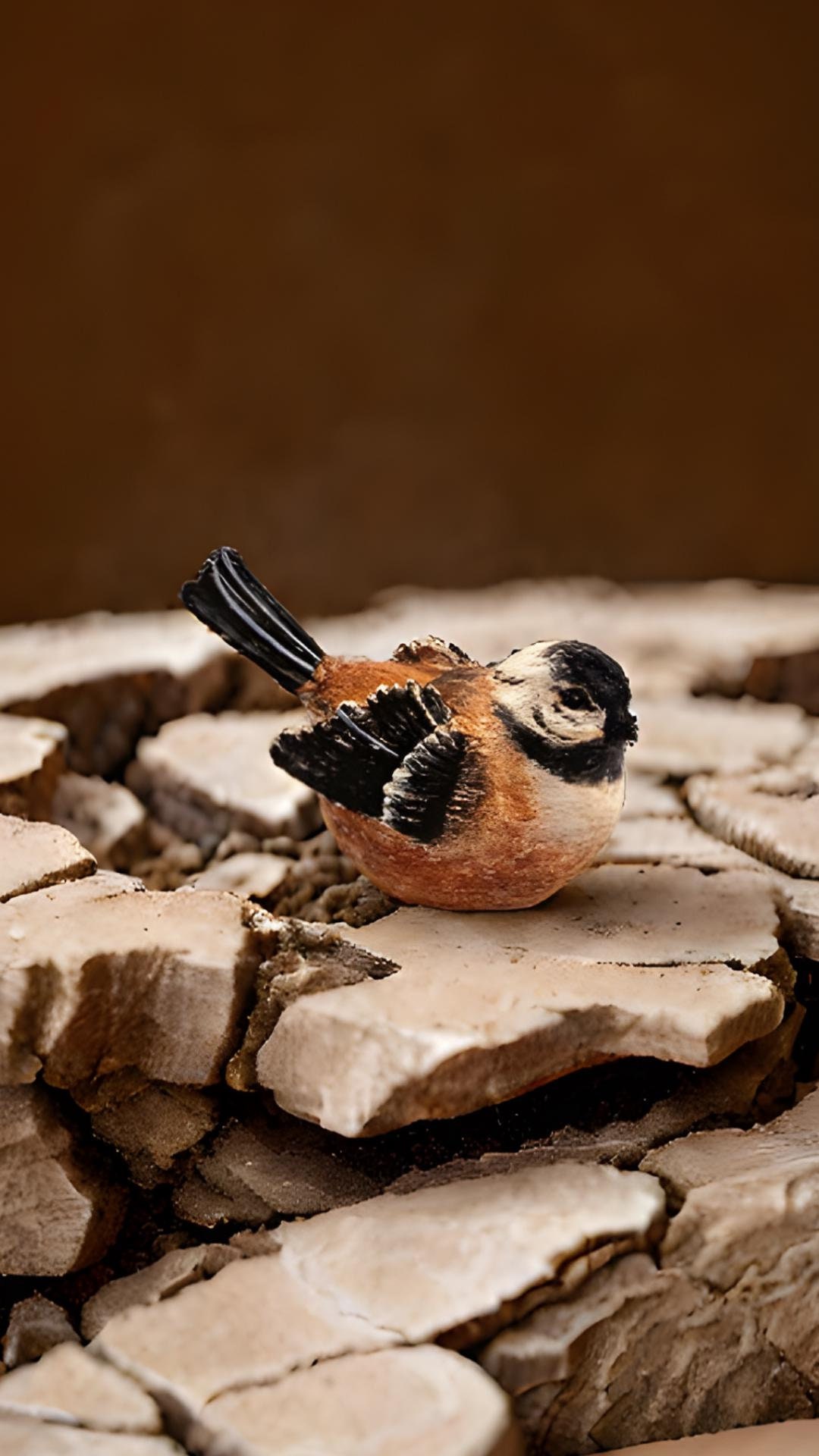 Hand-carved Gypsum Bird Figurine Small 4 Inch Sparrow Decor Rustic ...