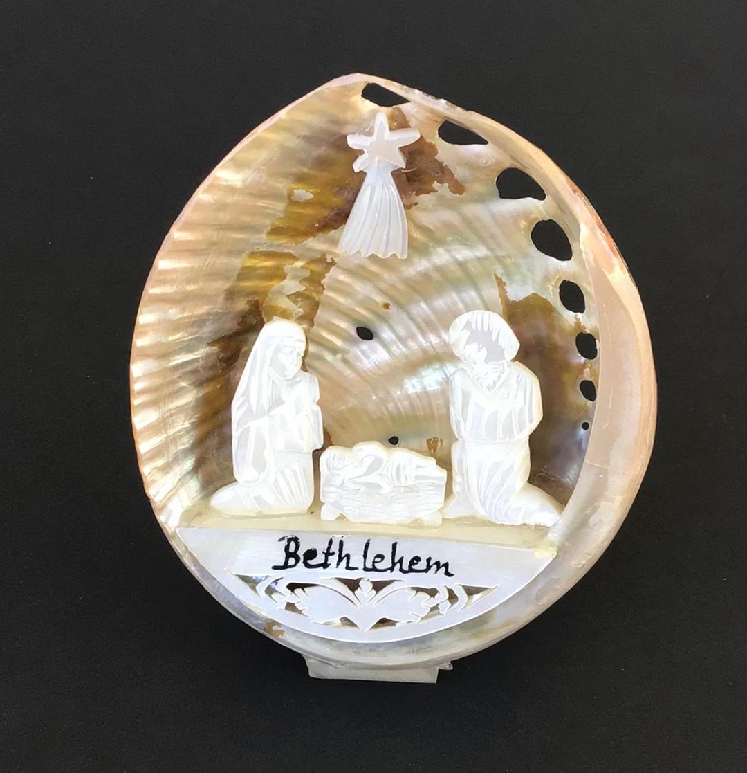 Carved Abalone Seashell Nativity Scene Bethlehem - Etsy