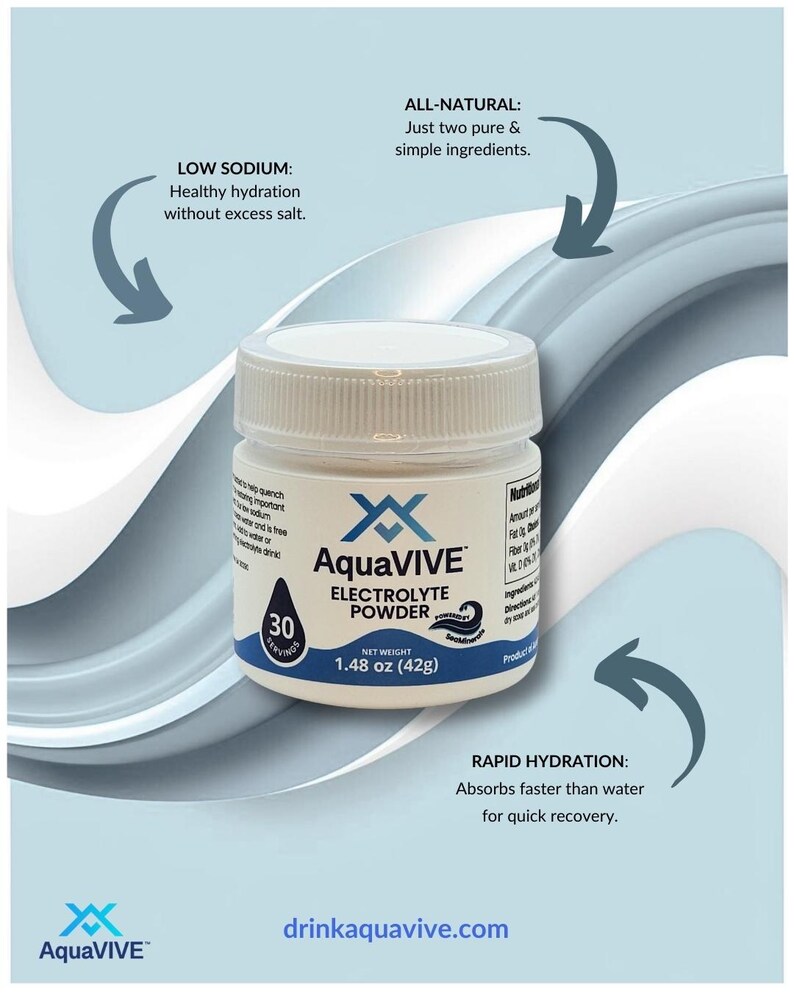 Aquavive Electrolyte Powder: Natural Hydration Drink Mix, 30 Servings ...