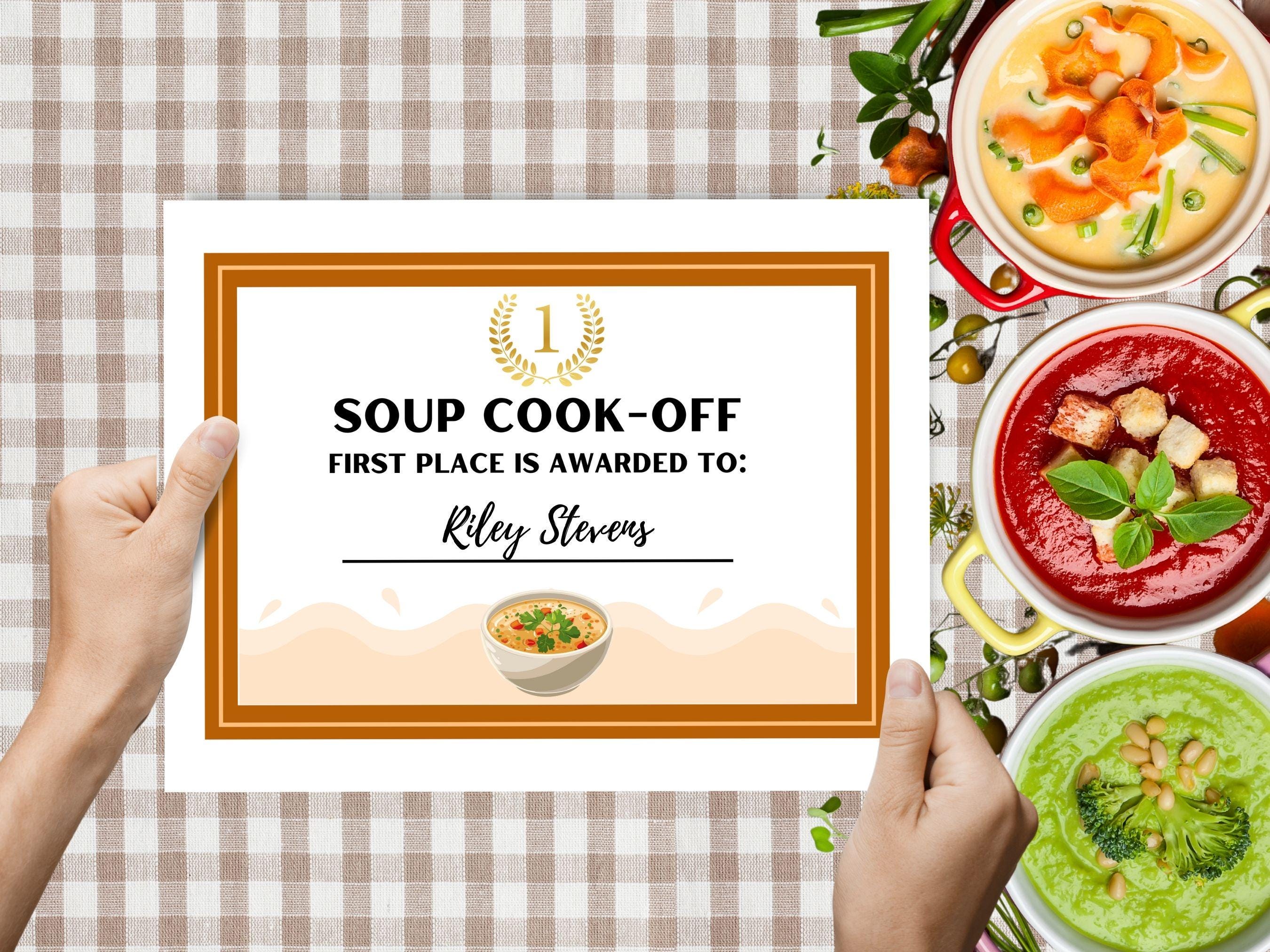 Soup Cook off Ballots, Souper Bowl Voting Cards, Soup Score Cards, Soup ...