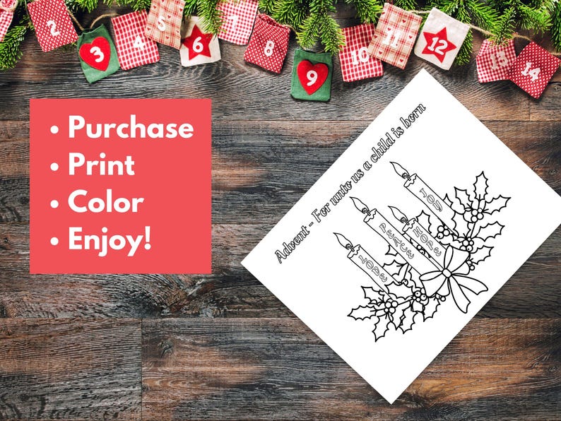 Printable Advent Wreath Coloring Page - Etsy