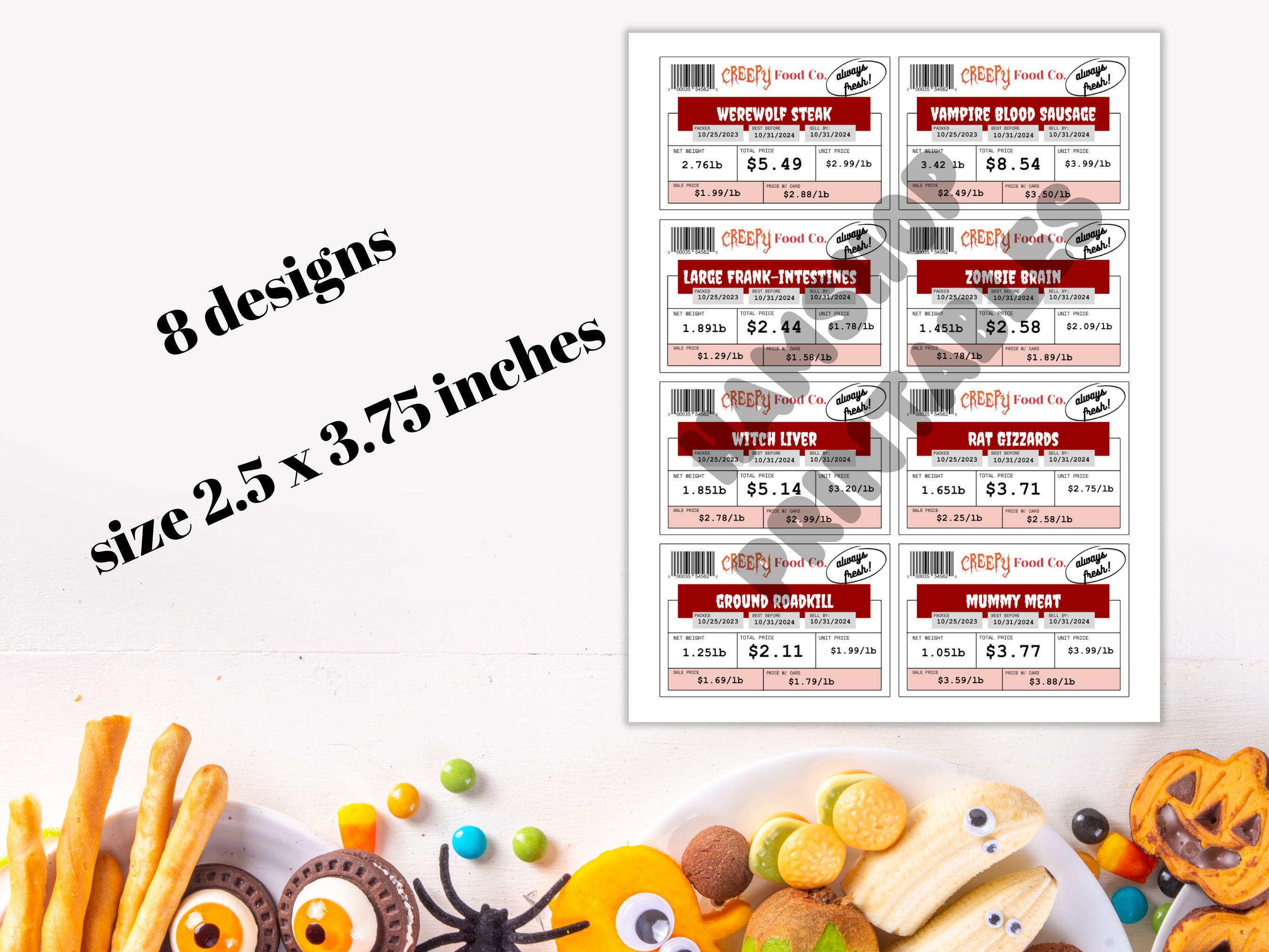 Halloween Fake Meat Party Food Tags, Supermarket Fake Food Labels ...