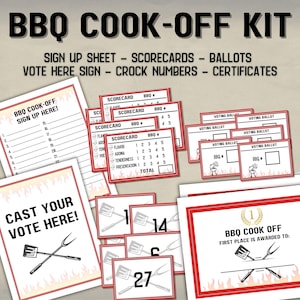 BBQ Cook off Ballots, BBQ Voting Cards, Barbeque Score Cards, BBQ Cook ...