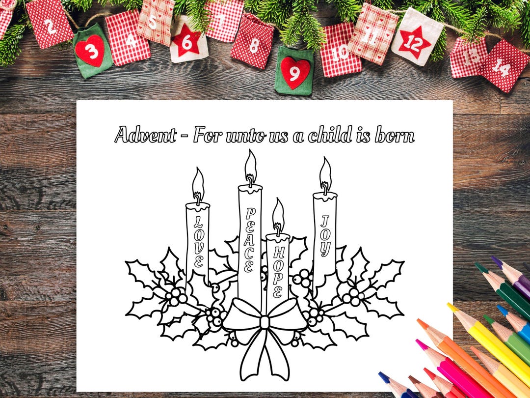 Printable Advent Wreath Coloring Page - Etsy