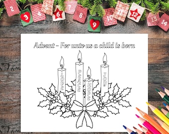 Advent Wreath Coloring Page - Etsy