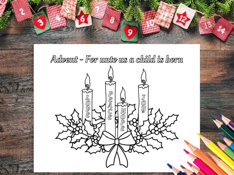 Printable Advent Wreath Coloring Page - Etsy