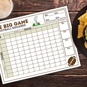 Editable Super Big Game Football Squares Template, Football Pool for ...