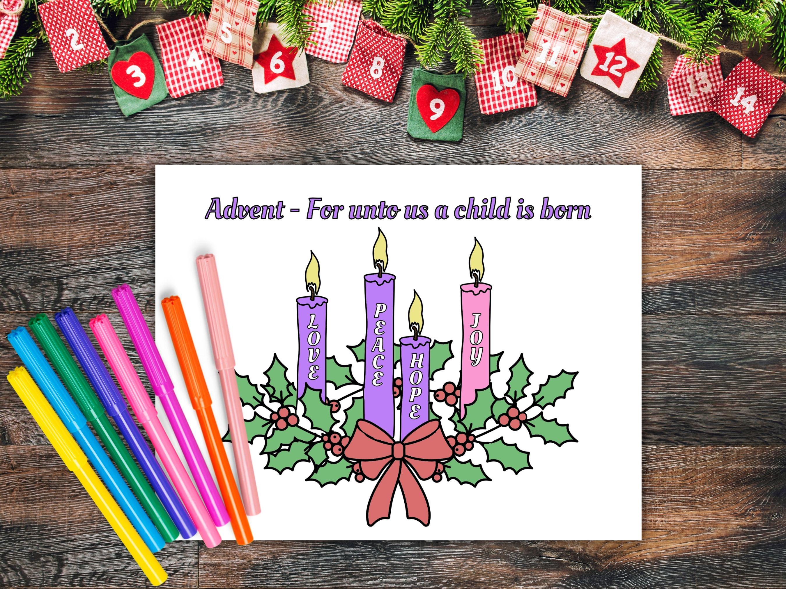 Printable Advent Wreath Coloring Page - Etsy