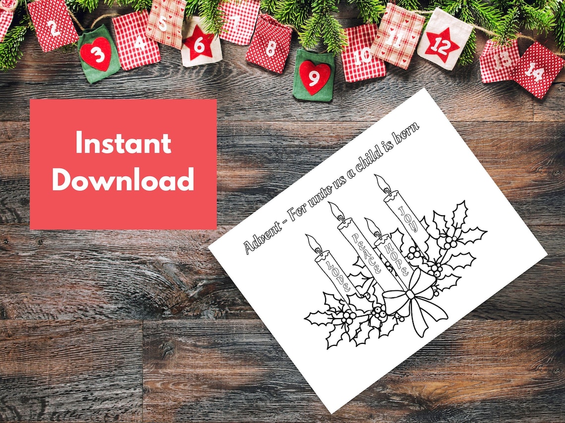 Printable Advent Wreath Coloring Page - Etsy