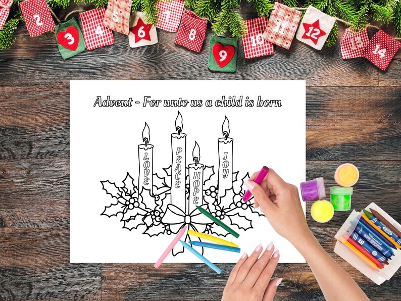 Printable Advent Wreath Coloring Page - Etsy